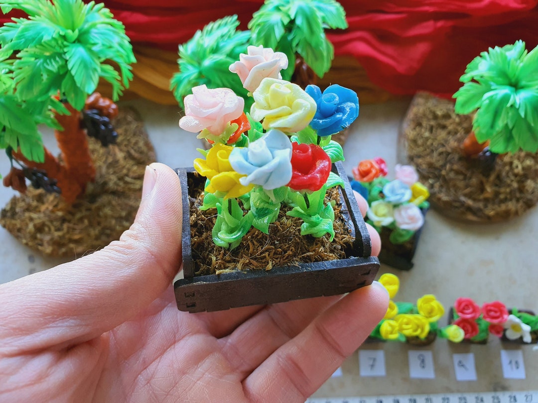Miniature Flower Boxes, Miniature Flower Pots, Dollhouse Flowers ...