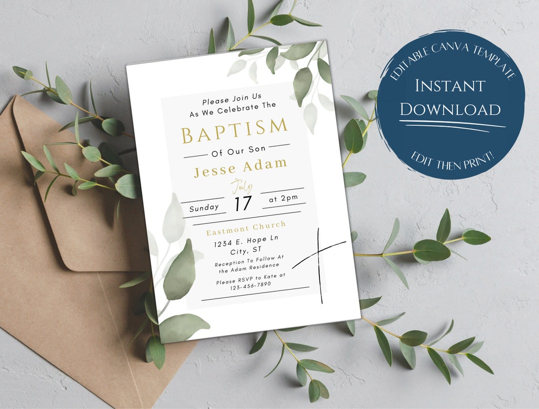 Baptism Invitation | Baptism Invitation Template | Printable Invitation ...