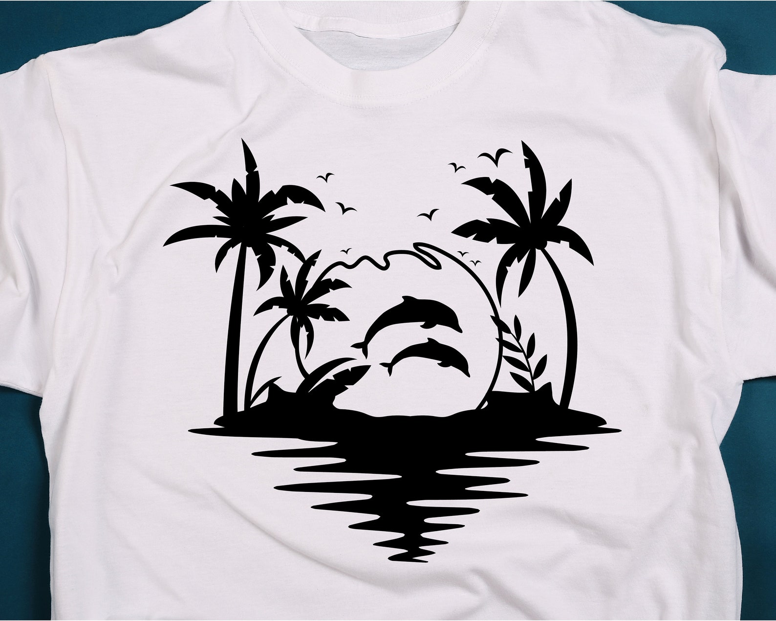 Dolphin Svg Dolphins Svg Palm Tree Svg Sunset Svg Dolphin Png Beach ...