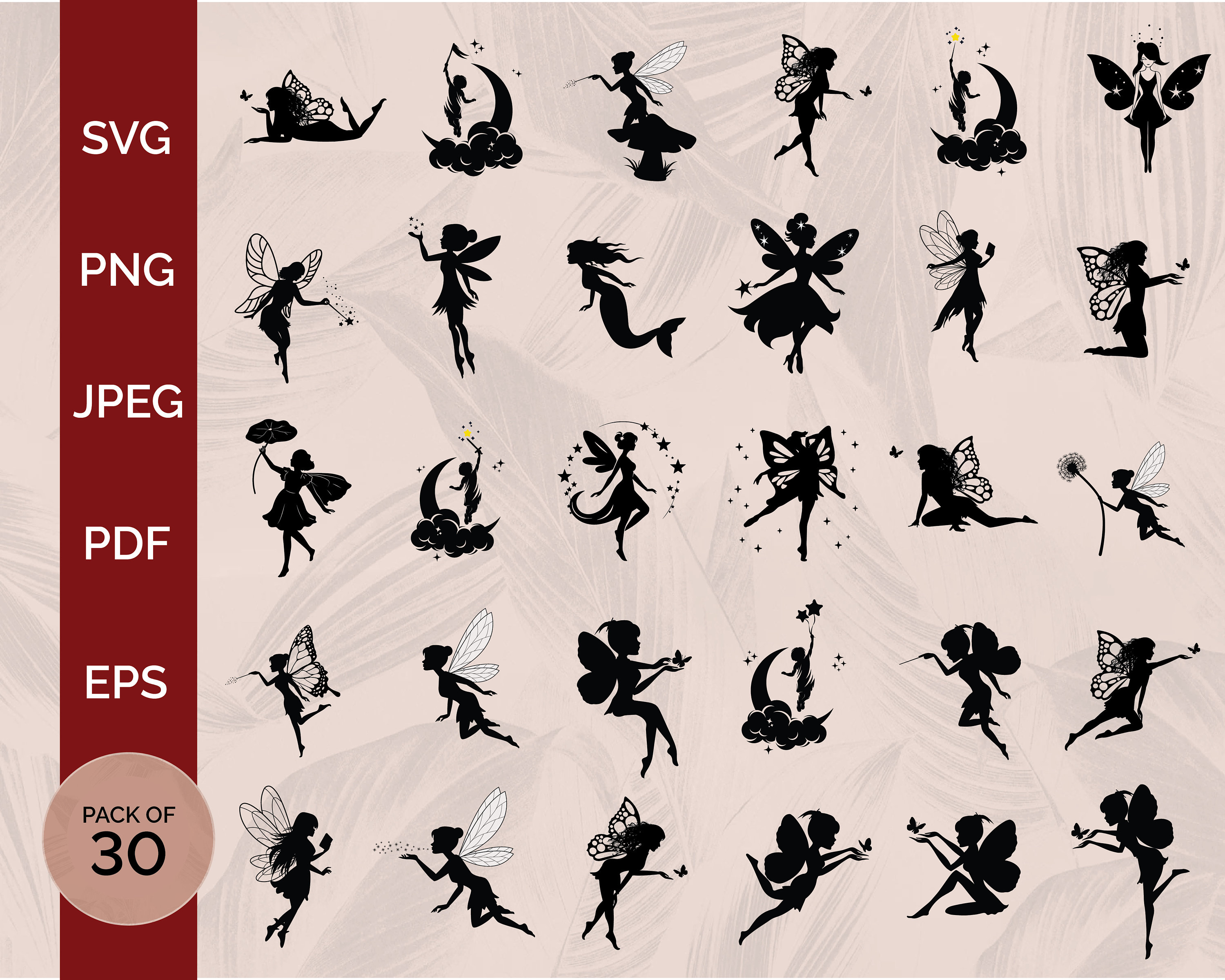 Fairy Silhouette Fairy Svg Fairy Clipart Fairy Vector Silhouette ...