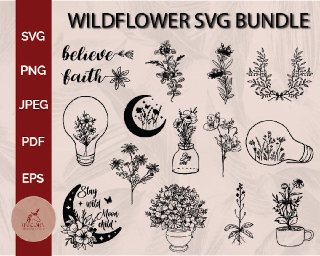 Wild Flower Svg Wildflower Clipart Wildflower Svg Wildflower Doodle ...