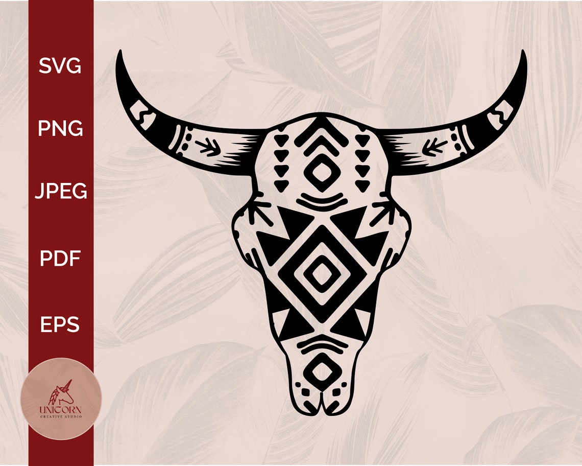 Cow Skull Svg Long Horn Svg Long Horn Skull Svg Bull - Etsy