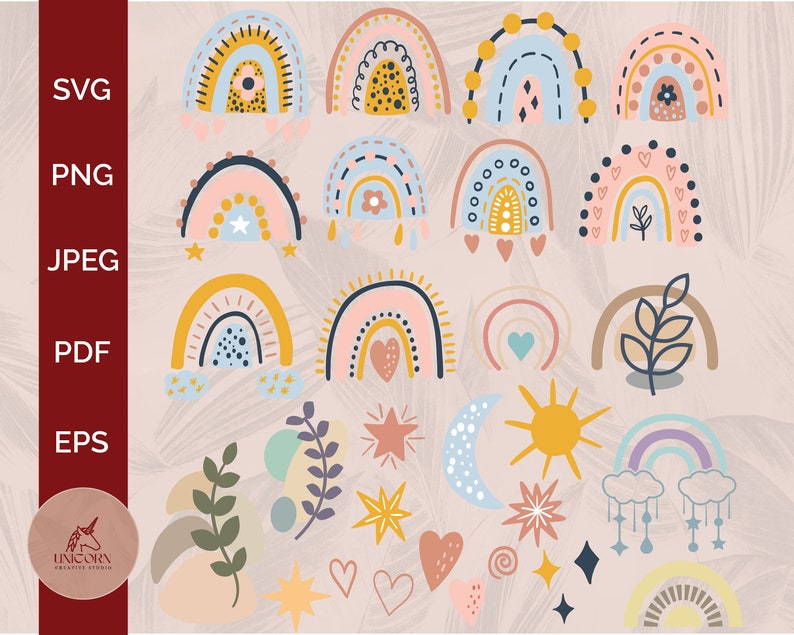 Boho Svg Bundle Boho Bundle Svg Boho Rainbow Svg Boho - Etsy