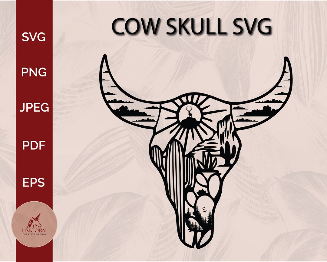 Cow Skull Svg Long Horn Svg Long Horn Skull Svg Bull Skull Png Texas ...