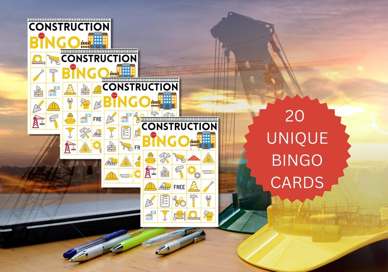Construction Theme Bingo, Boys Bingo Game, All Ages Party Games ...