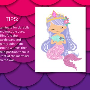 Mermaid Under the Sea Theme Game, Pin the Crown on the Mermaid Game ...