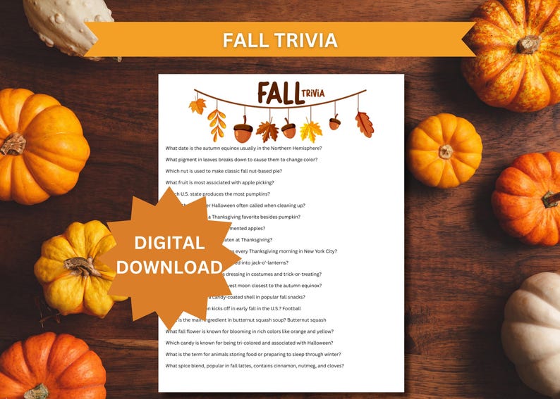 Fall Trivia Game Printable | Cozy Autumn Party Activity for ...