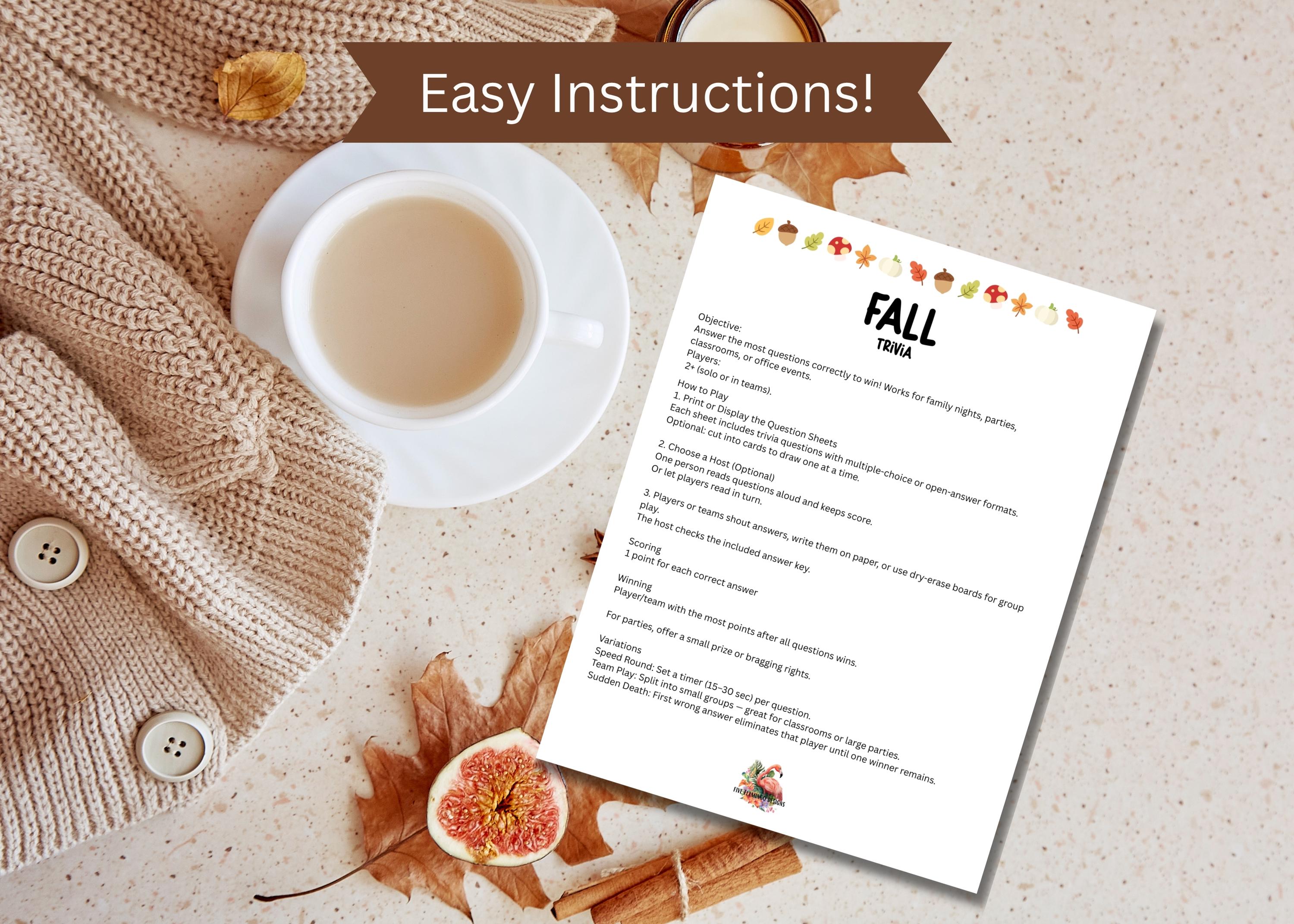Fall Trivia Game Printable | Cozy Autumn Party Activity for ...