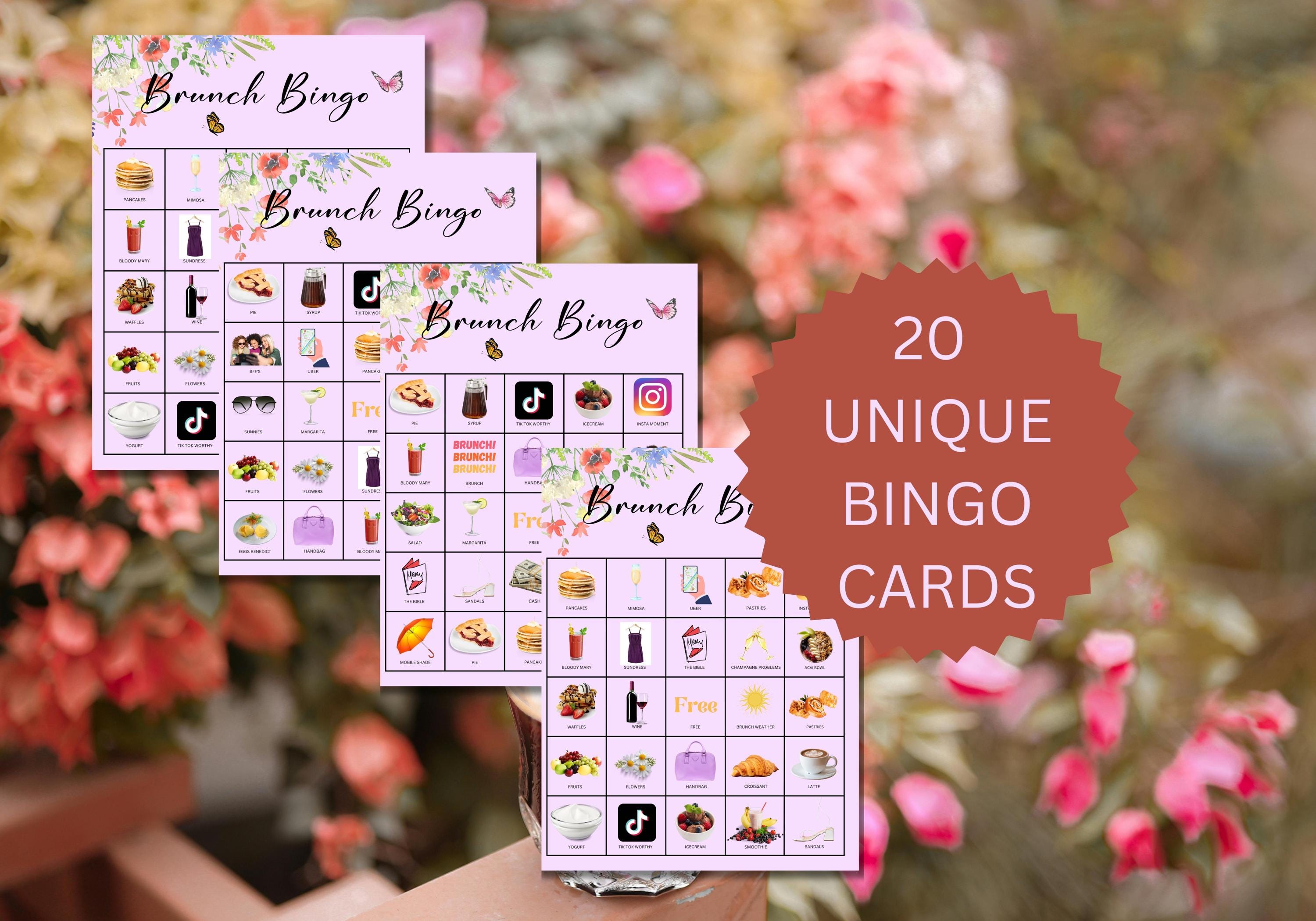 Brunch Bingo Printable Game: Bridal Shower, Birthday Party Activity ...