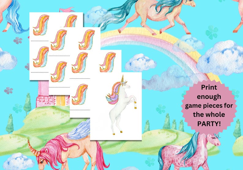 Pin the Tail on the Unicorn Game: Kids Birthday Party (digital Download ...