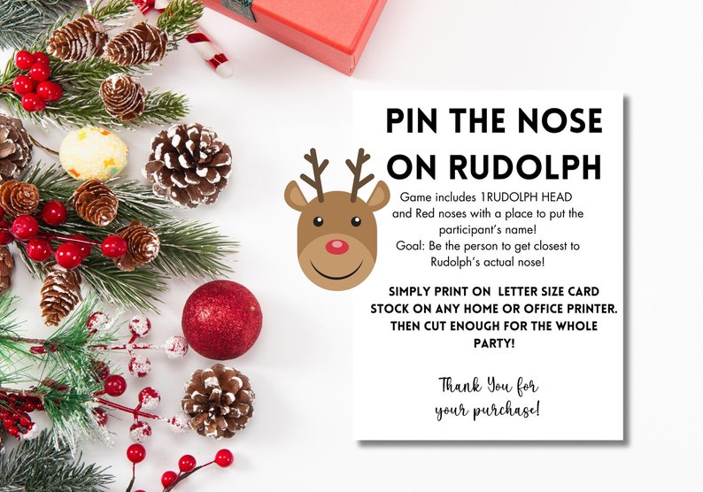 Pin the Nose on Rudolph Printable Christmas Game for the Classroom ...