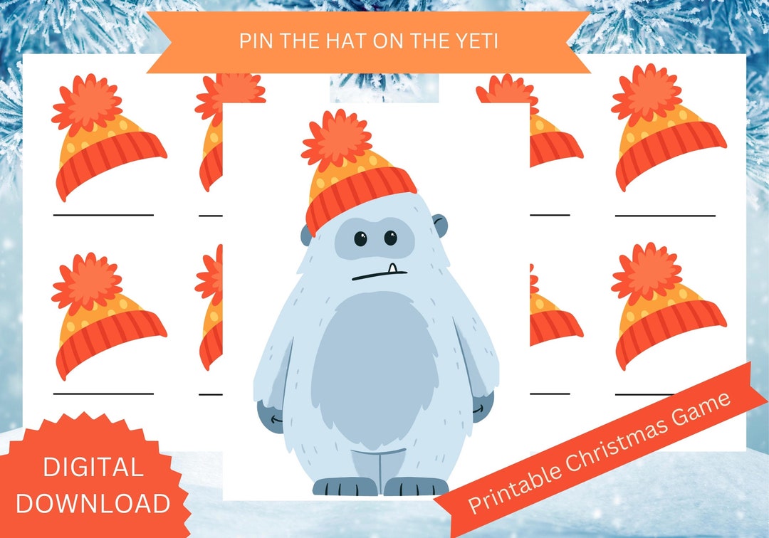 Winter Game, Pin the Hat on the Silly Yeti, Digital Download, All Ages ...