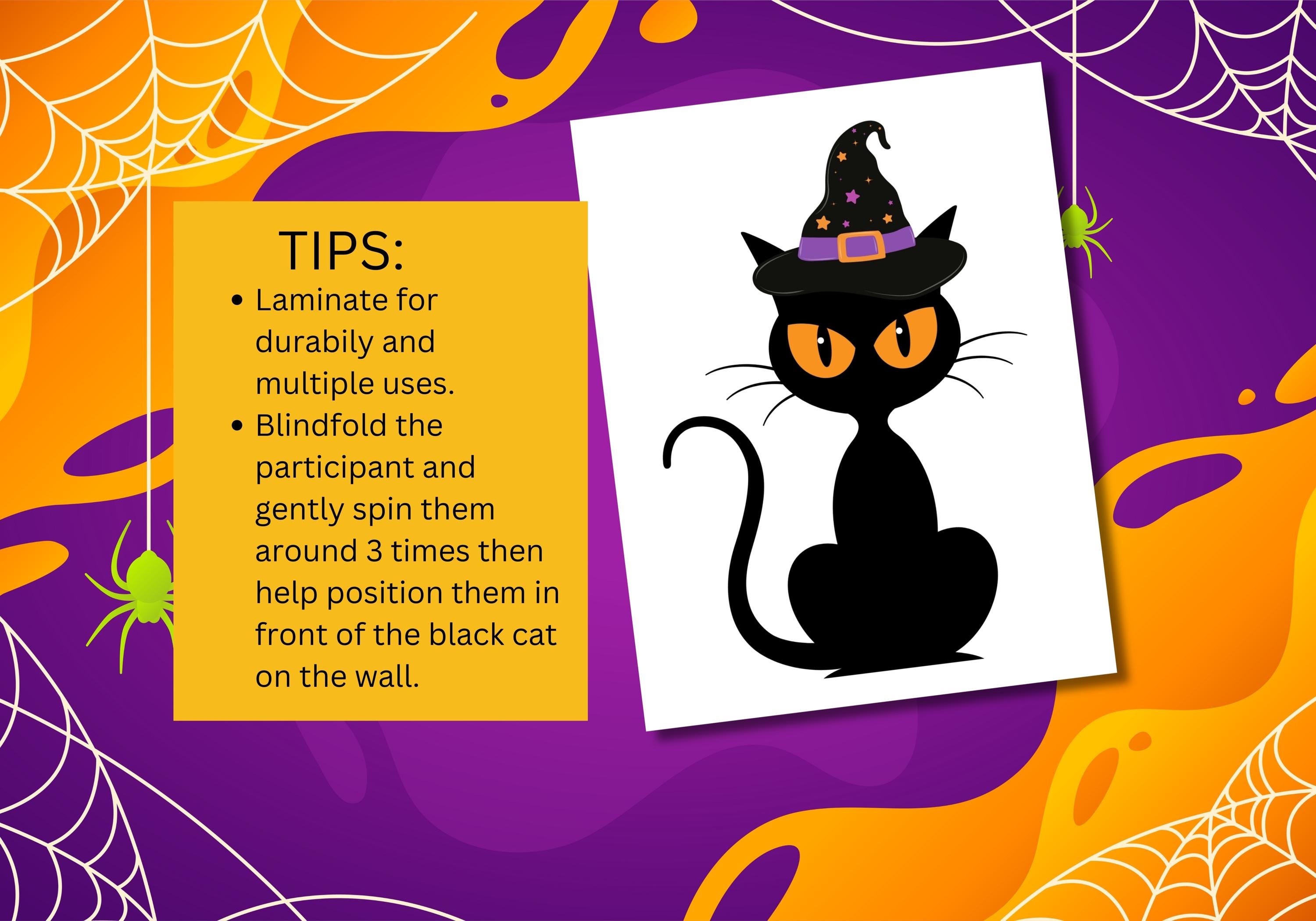 Pin the Witch Hat on the Black Cat — Printable Halloween Party Game ...