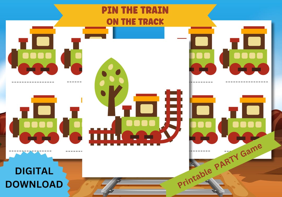 TRAIN Theme Game, Pin the TRAIN on the Tracks Game, Digital Download ...