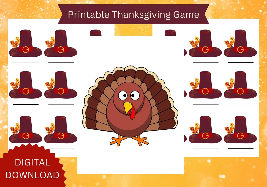 Thanksgiving Game, Pin the Hat on the Silly Turkey, Digital Download ...