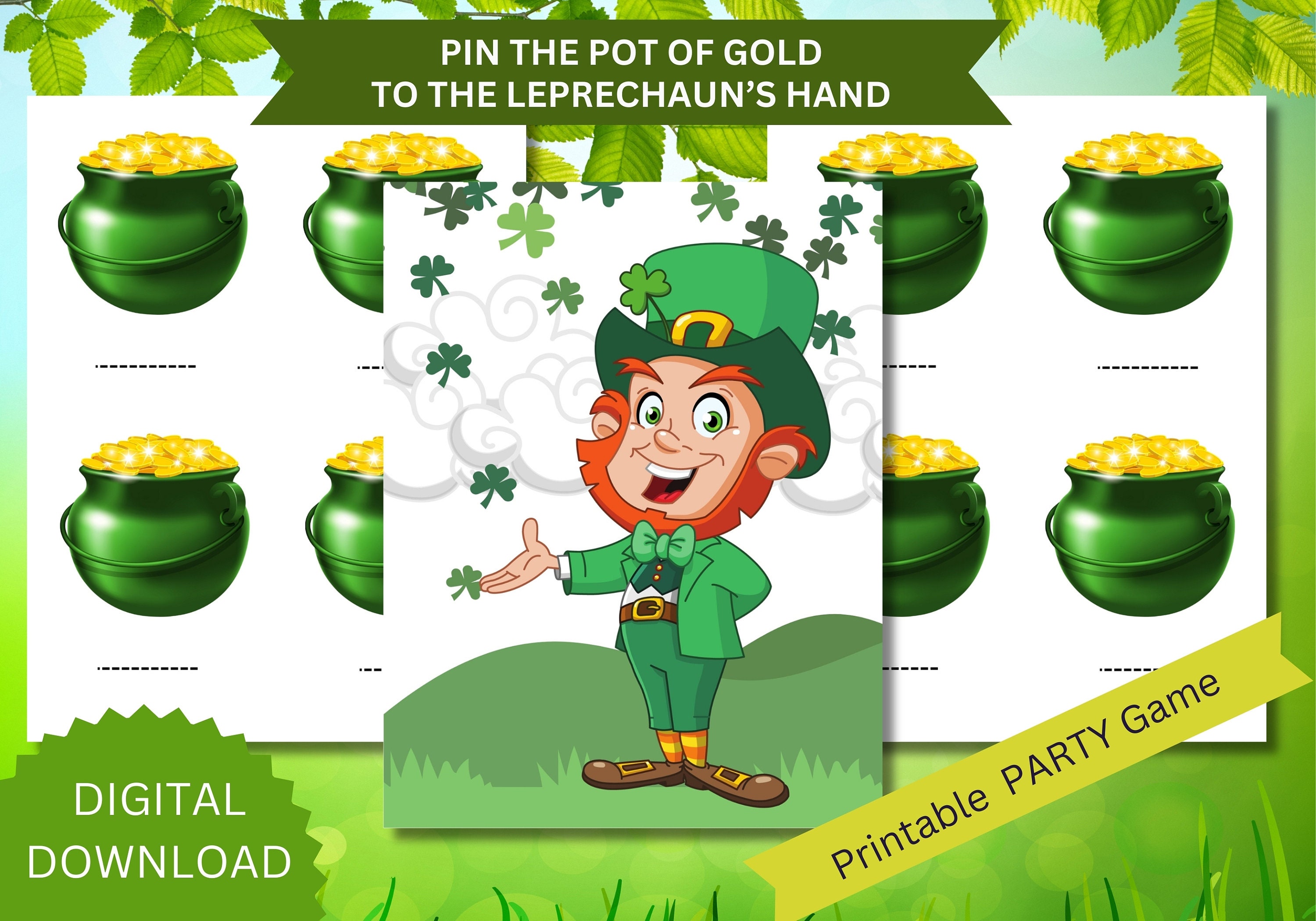 St. Patrick's Day Theme Party, Pin the Pot of Gold on the Leprechaun ...