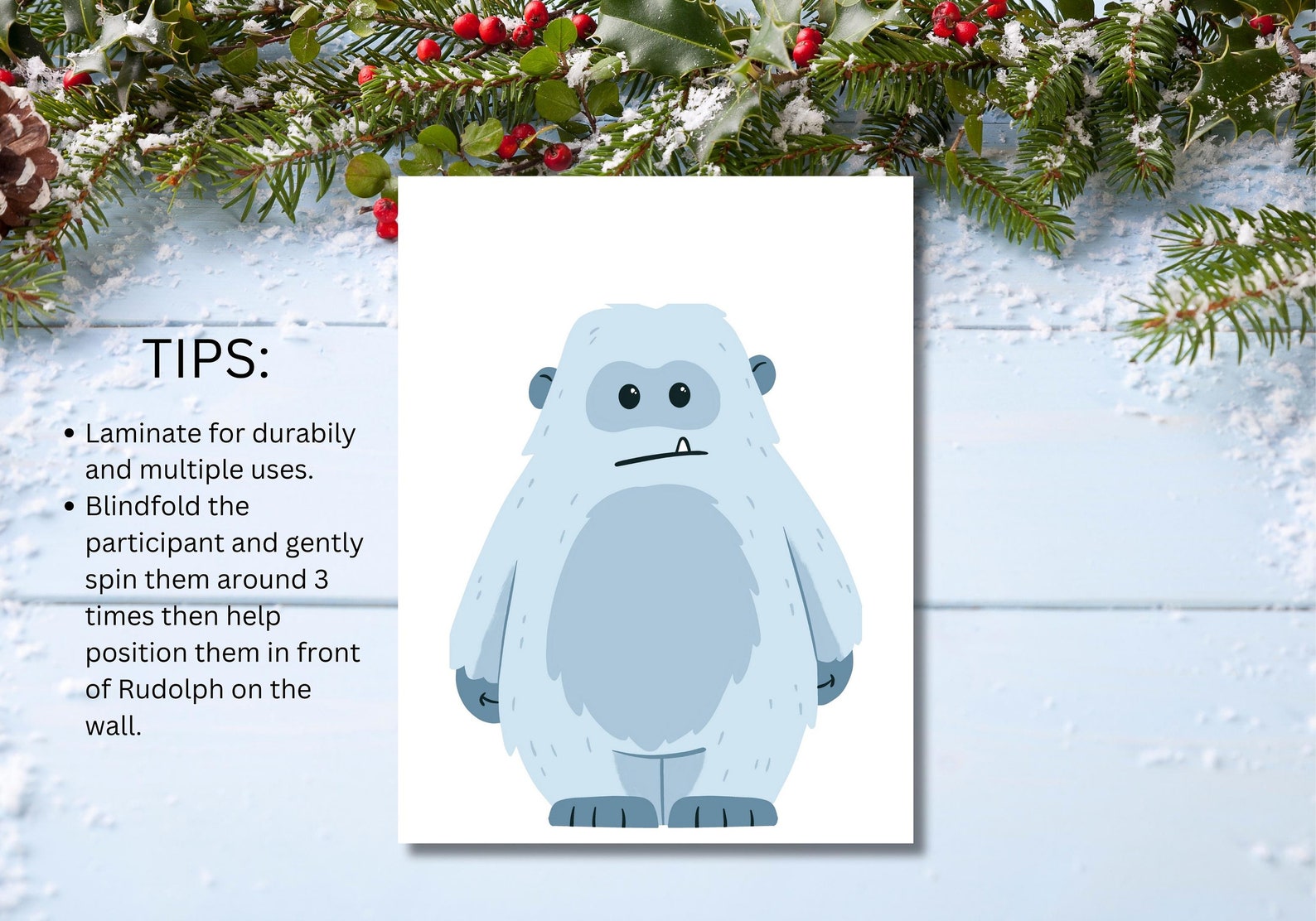 Winter Game, Pin the Hat on the Silly Yeti, Digital Download, All Ages ...