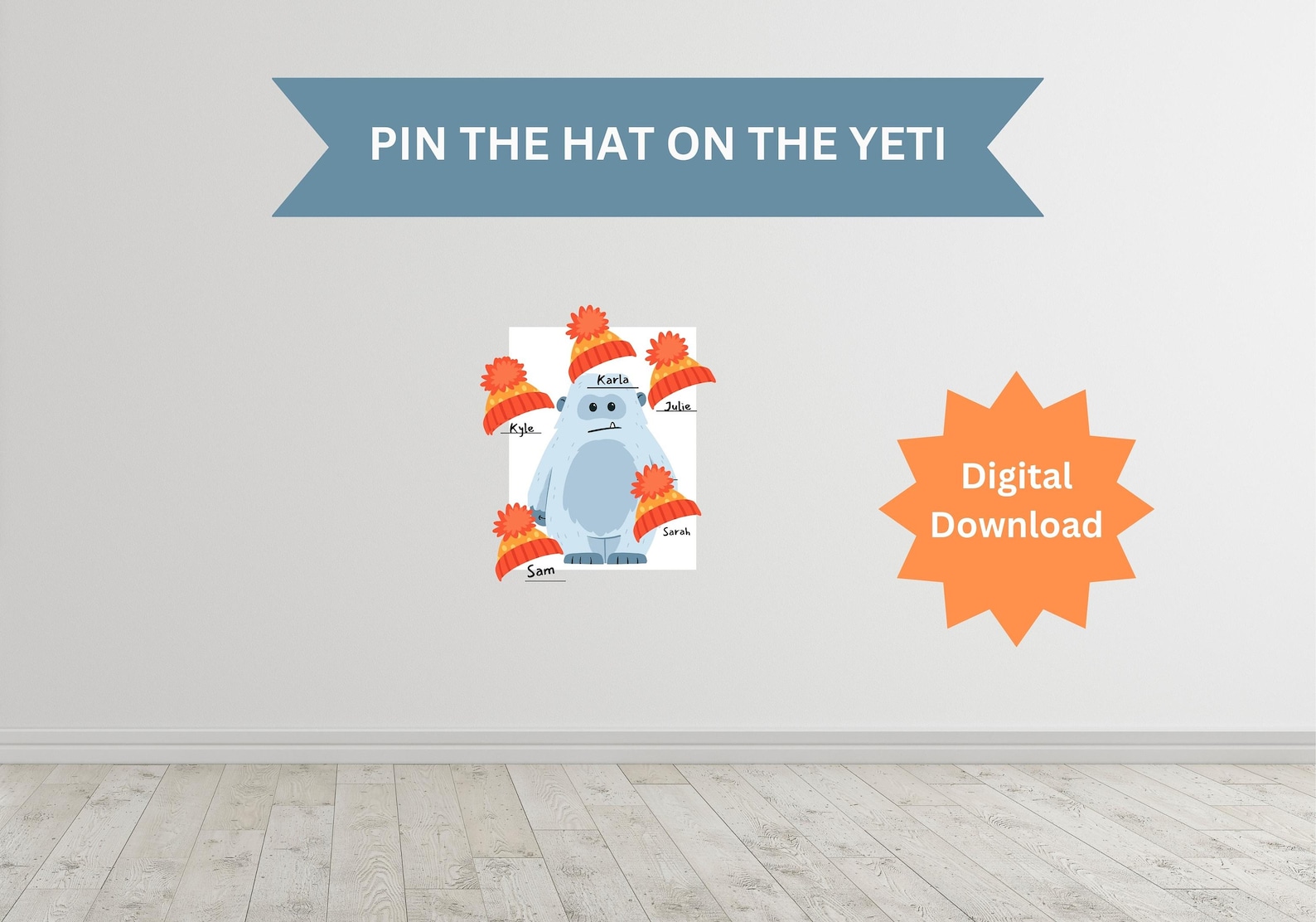 Winter Game, Pin the Hat on the Silly Yeti, Digital Download, All Ages ...