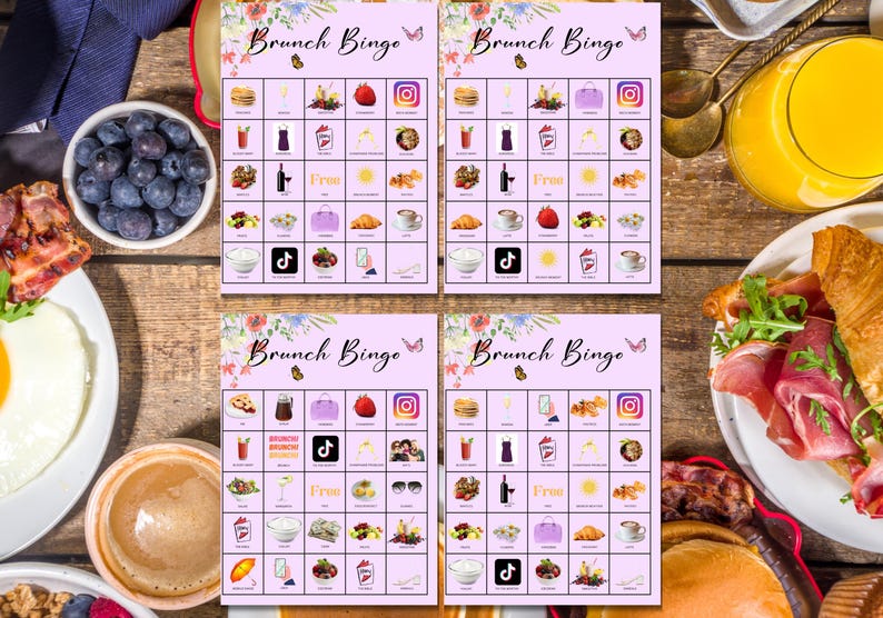 Brunch Bingo Printable Game: Bridal Shower, Birthday Party Activity ...