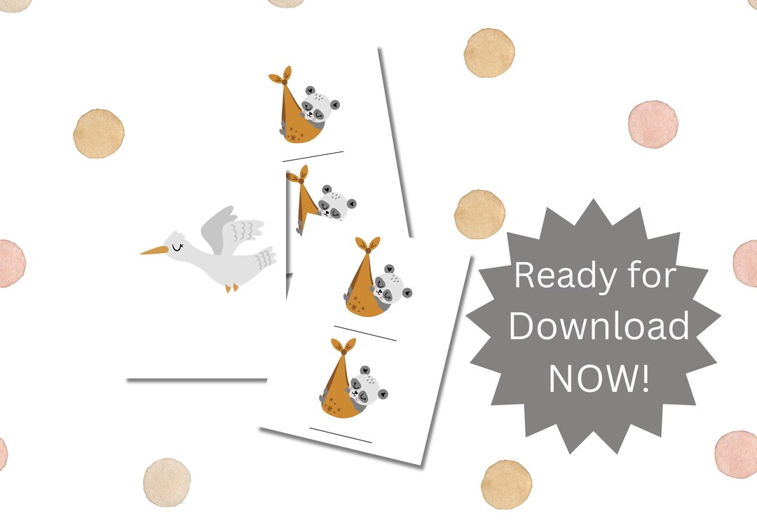 Unisex Baby Shower Game, Pin the Sleeping Panda Baby in the Stork's ...