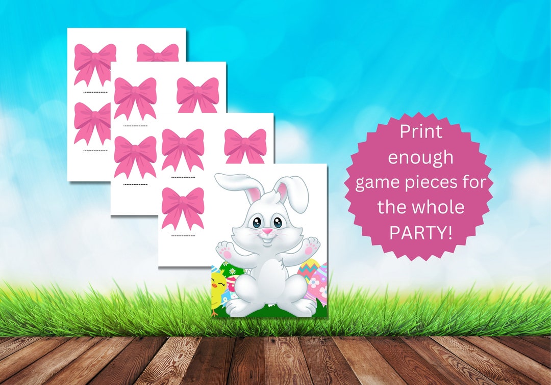 Easter Bunny Theme Game, Pin the Bow on the Easter Bunny Game, Digital ...