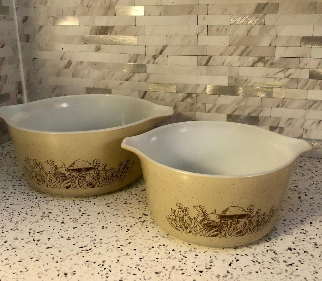 Vintage PYREX, Forest Fancies Pattern, Casserole Bowls, 1970's Pyrex Bowls, 474-B 473-B 1.5 and ...