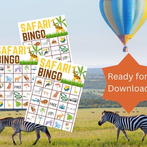 Safari Theme BINGO, Kids Bingo Game, Safari Jungle All Ages Party Games ...