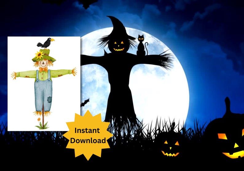 SILLY SCARECROW Theme Game, Pin the Crow on the Silly Scarecrow Game ...