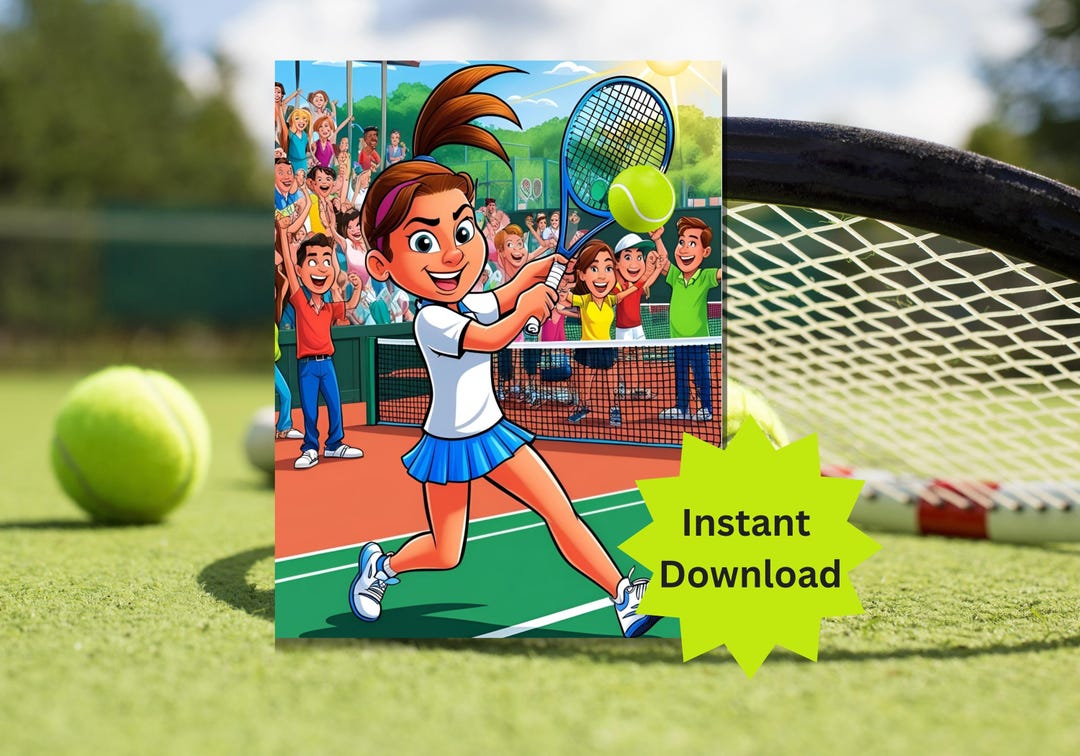 Pin the Ball on the Tennis Racket, Updated Pin the Tail Game, Digital ...
