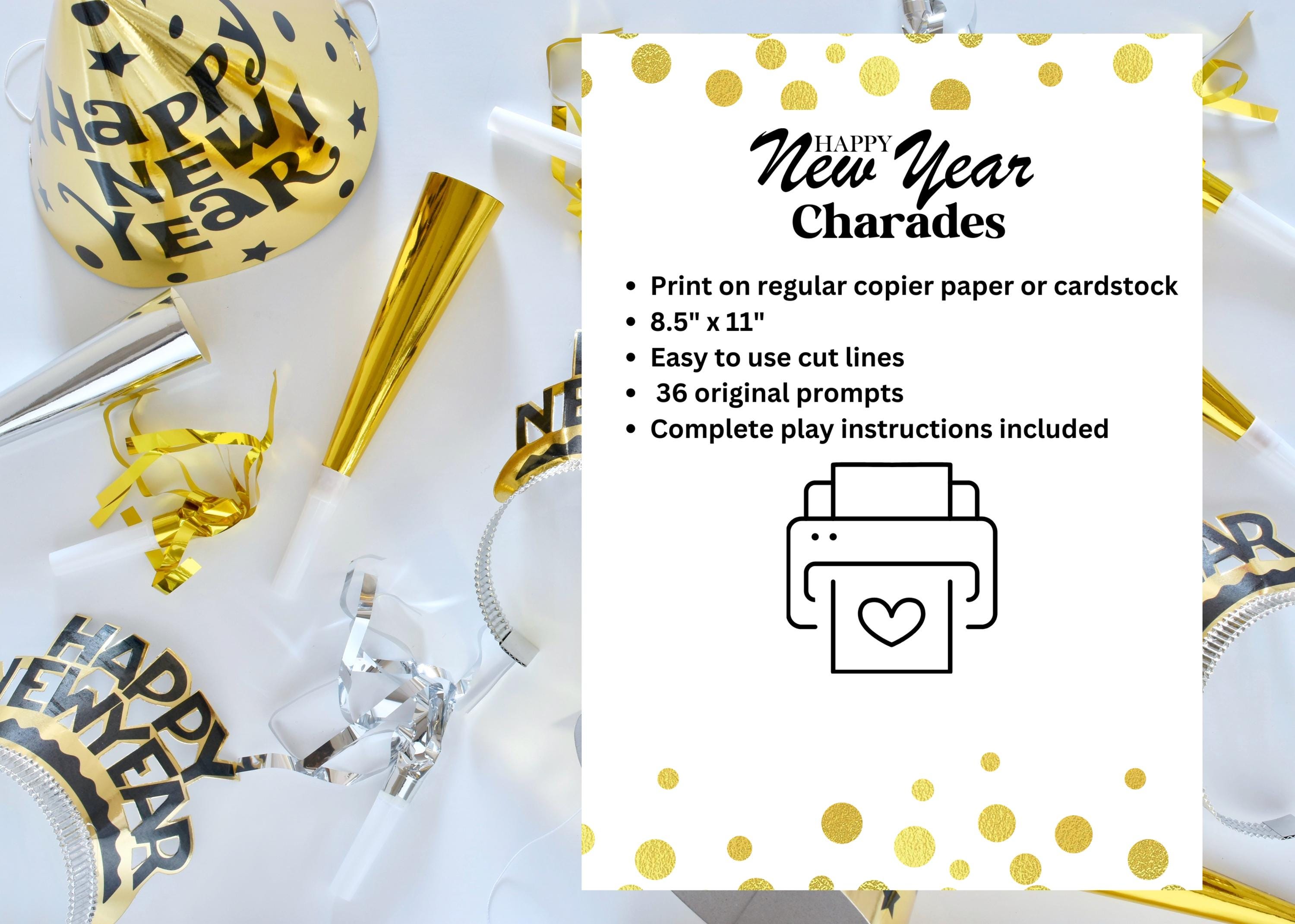 New Year's Game, New Year's Charades, Digital Download, All Ages Party ...