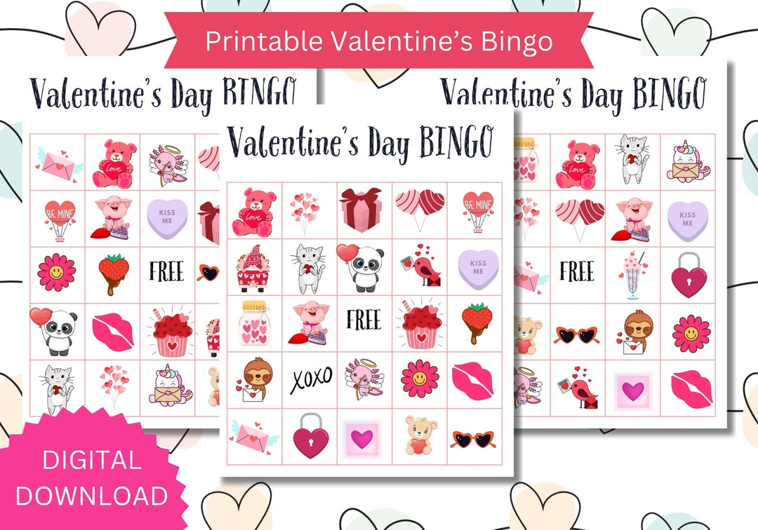 Valentine's Day Bingo, Friendship Day Vibe Bingo, All Ages Party Games ...