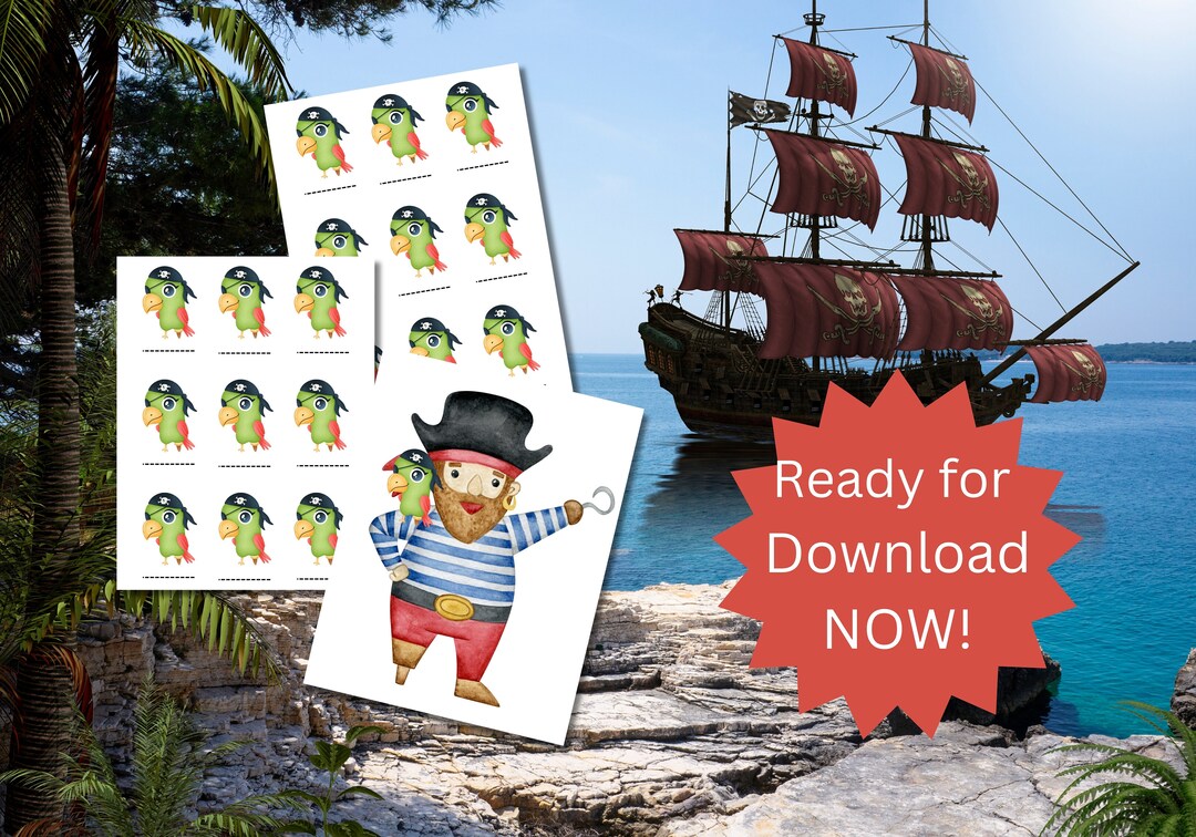 Pirate Theme Party, Pin the Parrot on the Pirate Game, Digital Download ...
