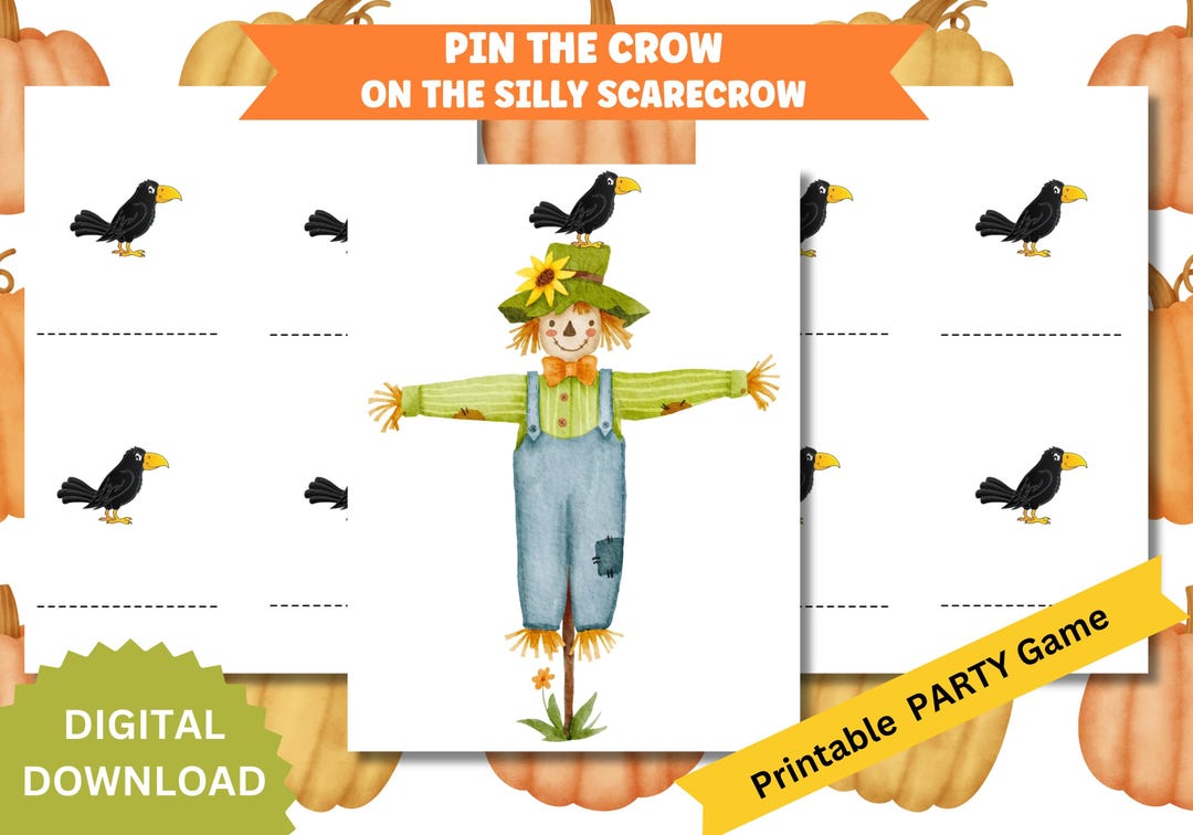 SILLY SCARECROW Theme Game, Pin the Crow on the Silly Scarecrow Game ...
