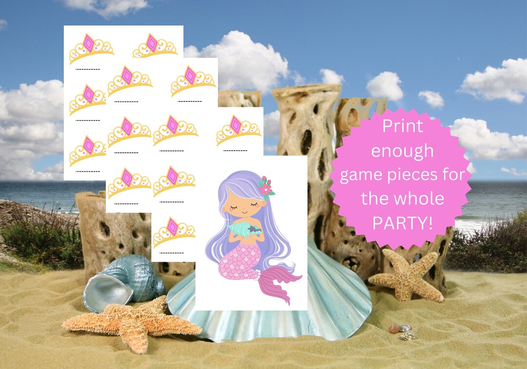 Mermaid Under the Sea Theme Game, Pin the Crown on the Mermaid Game ...