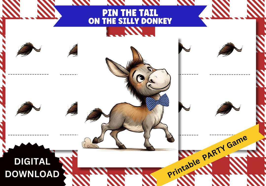 Pin the Tail on the Donkey Game: Kids Birthday Party (digital Download ...