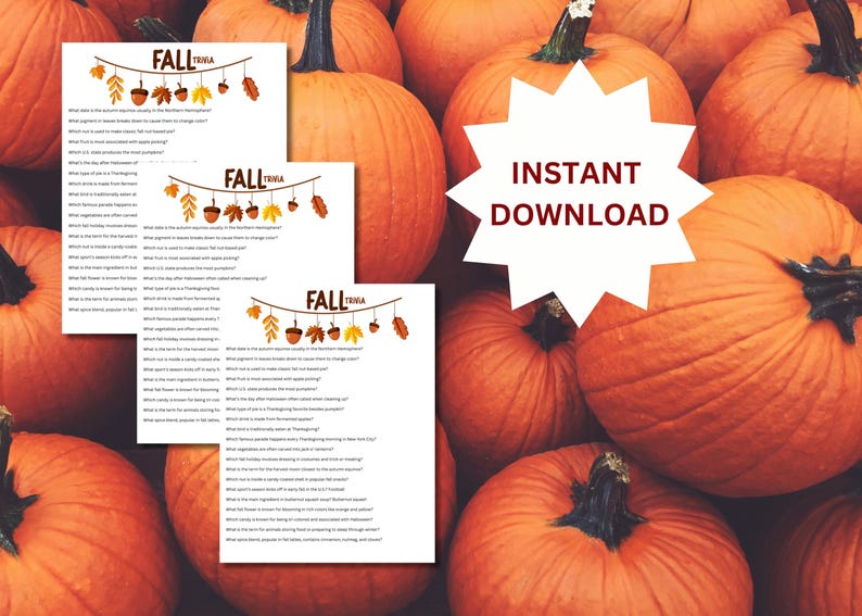 Fall Trivia Game Printable | Cozy Autumn Party Activity for ...