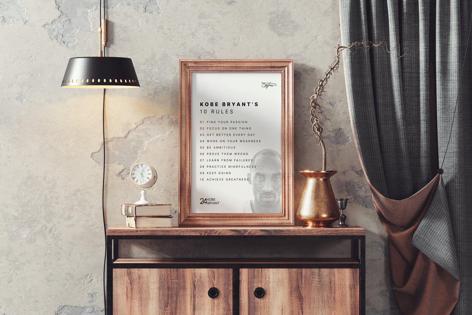 Kobe Bryant's 10 Rules for Life, Inspirational Wall Art for NBA Fans - Etsy