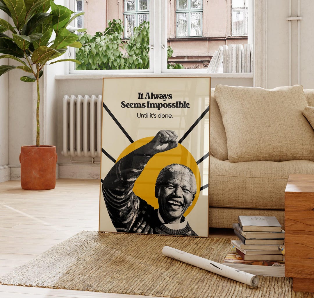 Nelson Mandela Quote Poster: Vintage-modern Civil Rights Art - Etsy