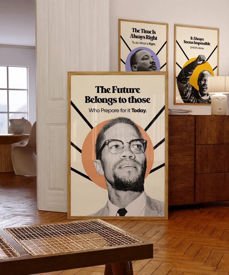 Malcolm X Quote Poster: Black History Month Inspirational Art (digital ...