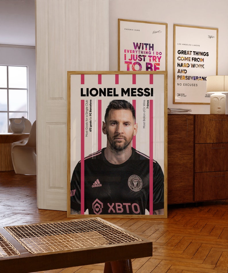 Lionel Messi Inter Miami Poster Legendary Soccer Art Print Football ...