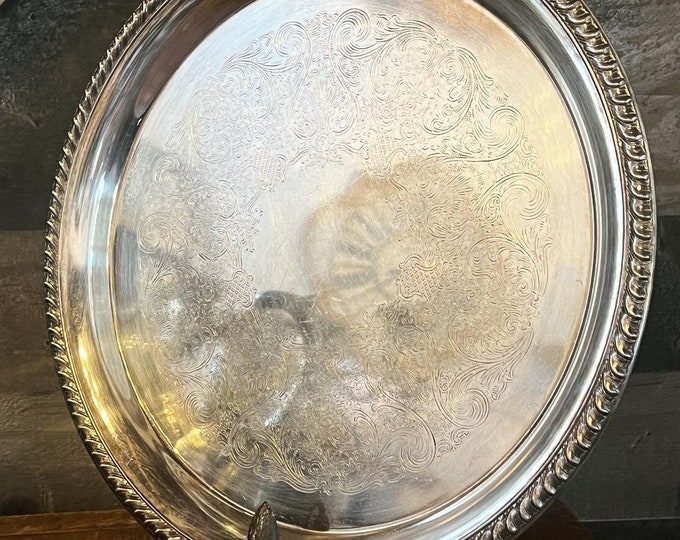 Vintage International Silver Co Round Silver Plated Serving Tray ...