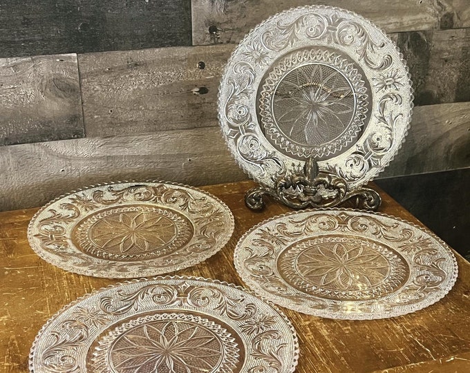 Antique Westmoreland Princess Feather Pattern Clear Glass Plates - Set ...