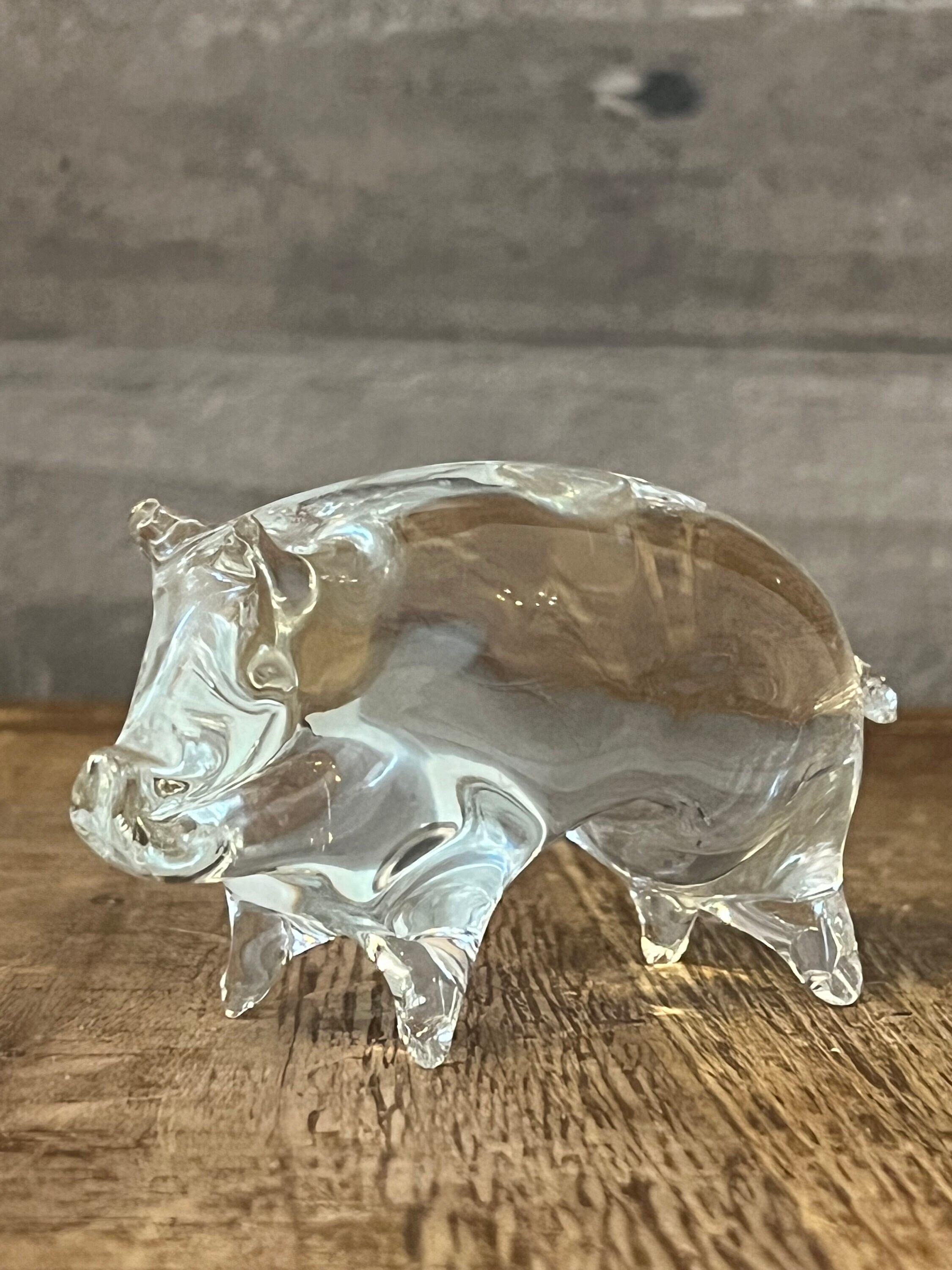 Clear Glass Pig Figurine - Etsy