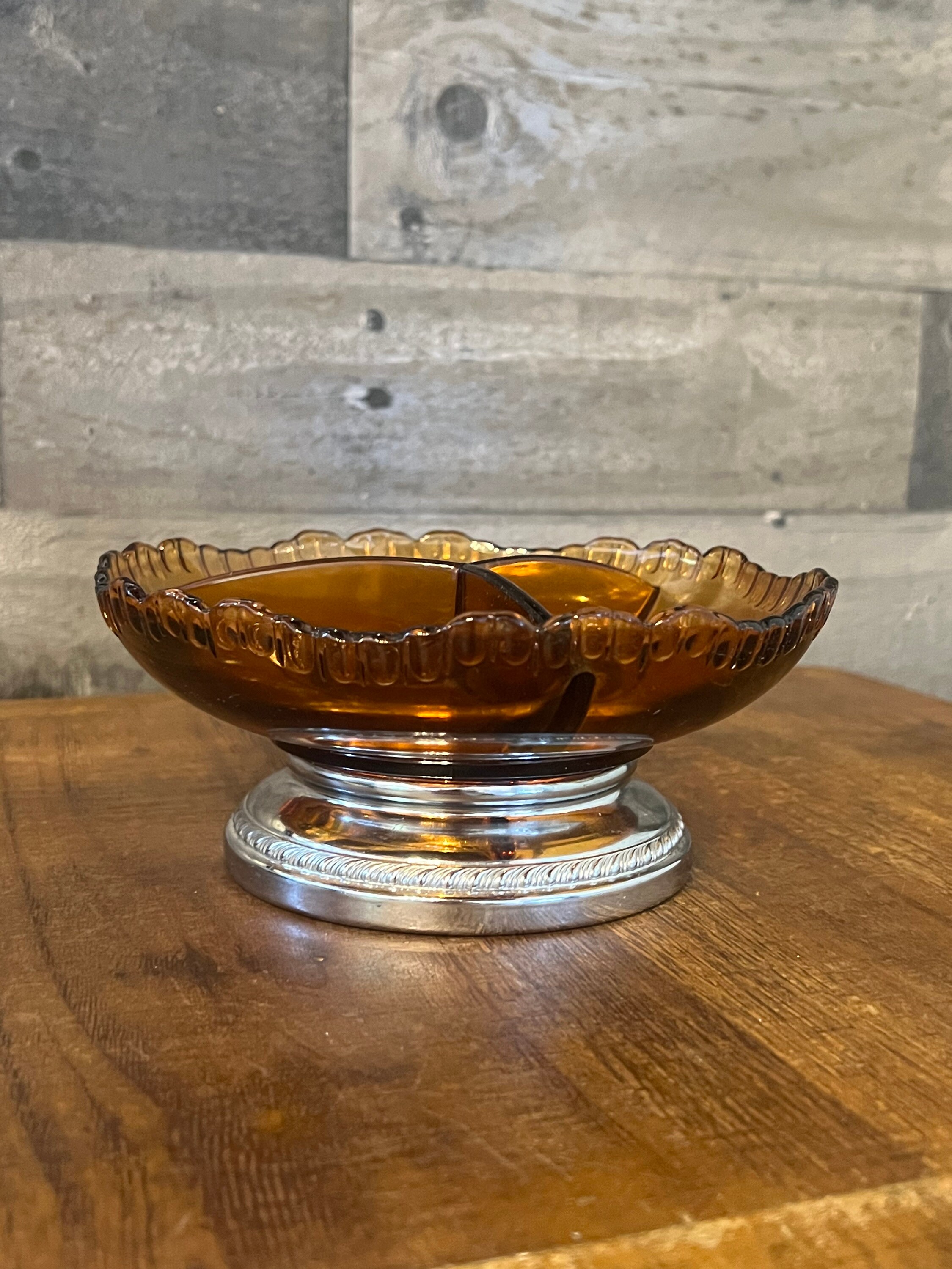 Vintage Krome Kraft Farber Brothers Round Amber Glass Silver - Etsy