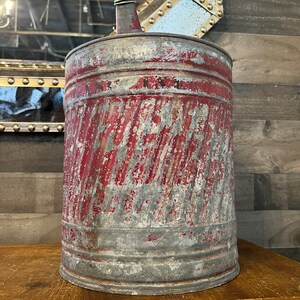 Vintage Galvanized Rustic Metal Handles Gasoline Can - Red Chipped ...