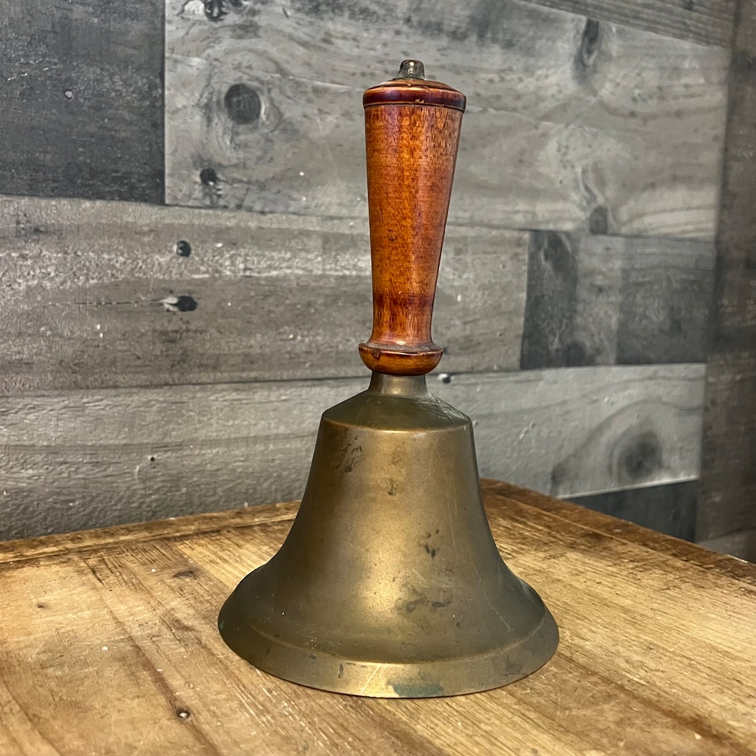 Vintage Brass Wooden Handle School Bell - Hand Bell - Etsy