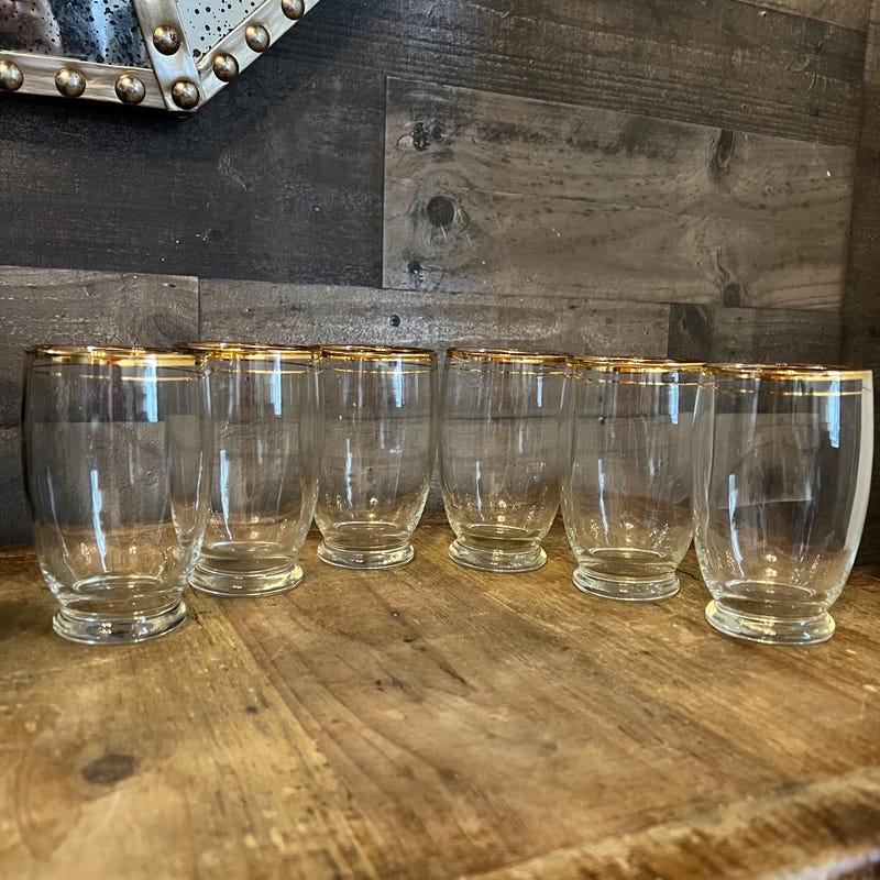 Gold Rim Drinking Glasses - Etsy