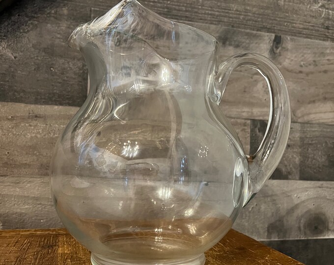 Clear Glass Bubbly Handled Pitcher - Beverage Pitcher - Water Pitcher ...