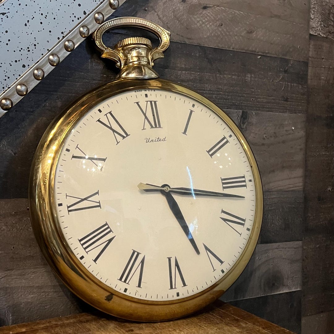 Large Vintage Wall Hanging Pocket Watch Clock - Etsy