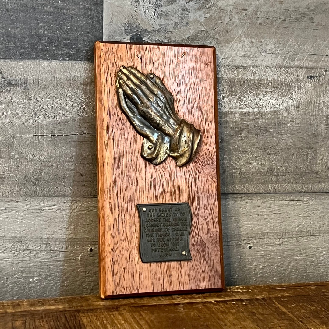 Vintage Wood and Brass Prayer Plaque - Etsy